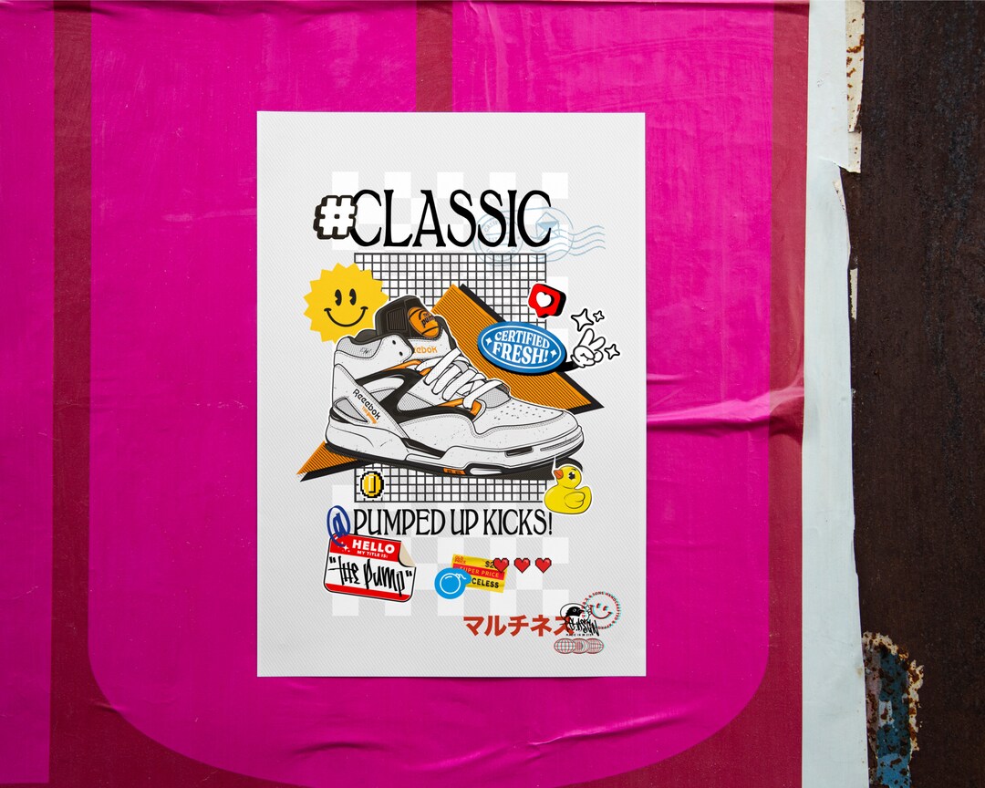 Reebok Pump Poster, Reebok Wall Art, Sneaker Print, Vintage Basketball ...