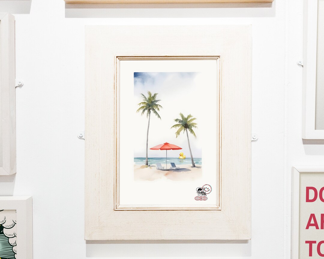 Watercolor Beach Painting, Ocean Print, Beach Wall Art, Beach Poster ...