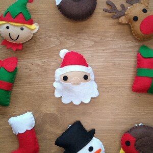 Felt Christmas Decorations. Santa. Snowman. Elf. Reindeer. Robin ...