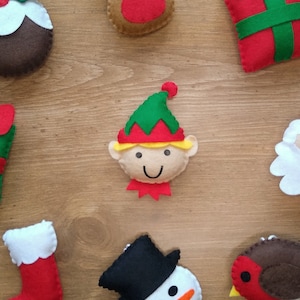Felt Christmas Decorations. Santa. Snowman. Elf. Reindeer. Robin ...