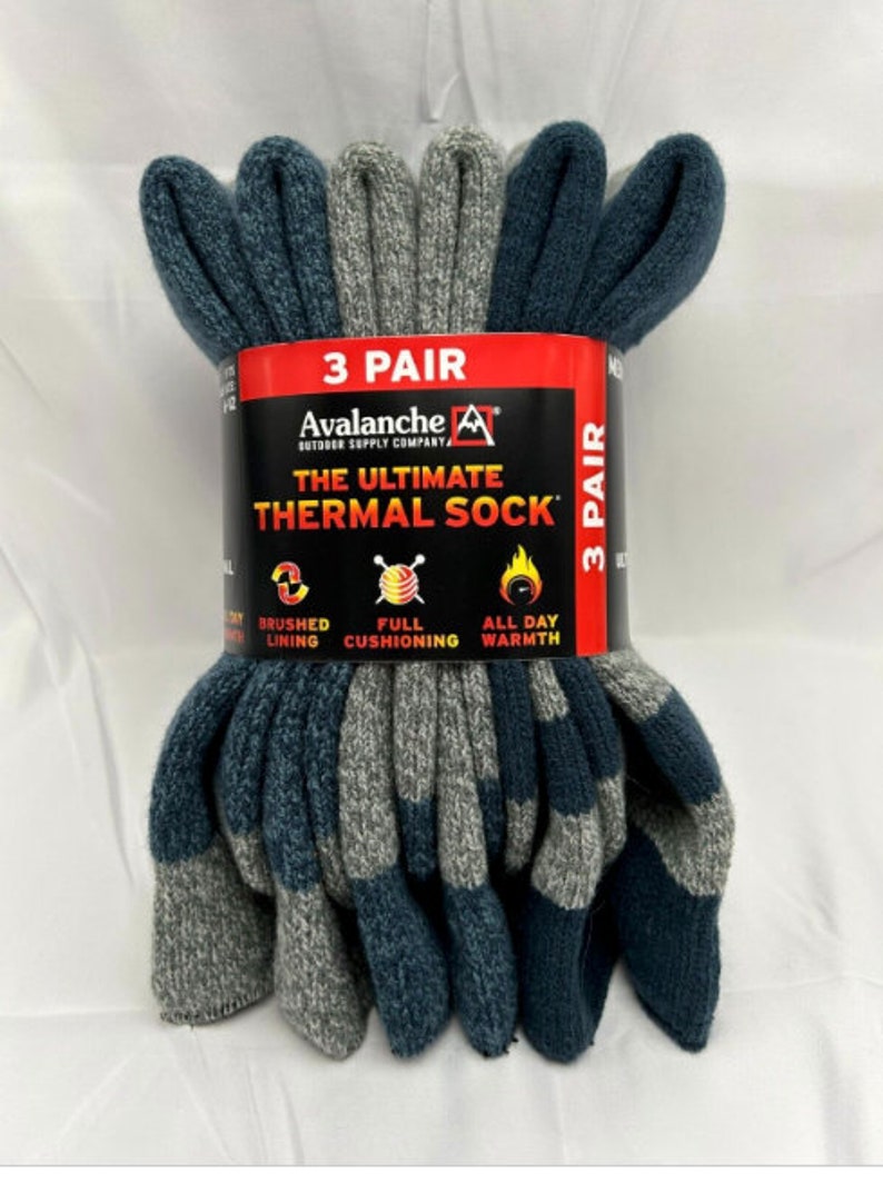 Avalanche Men's Ultimate Thermal Crew 3-pair Socks Fits Shoe Sizes 6-12 ...