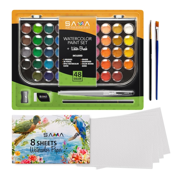 Watercolor Paint Set Complete Coloring Kit 48 Easy | Etsy