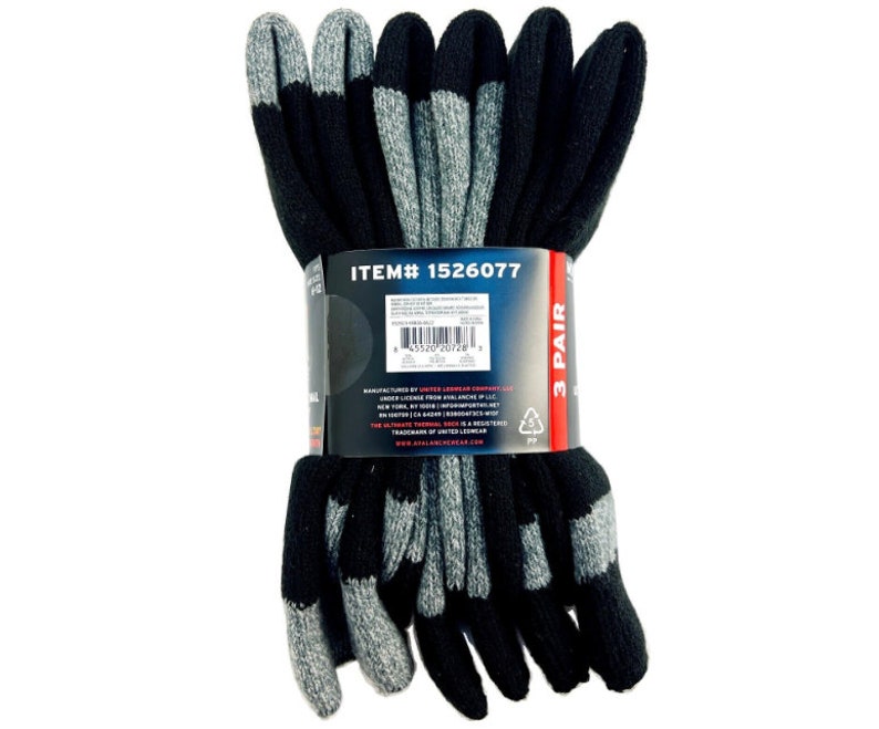 Avalanche Men's Ultimate Thermal Crew 3-pair Socks Fits Shoe Sizes 6-12 ...