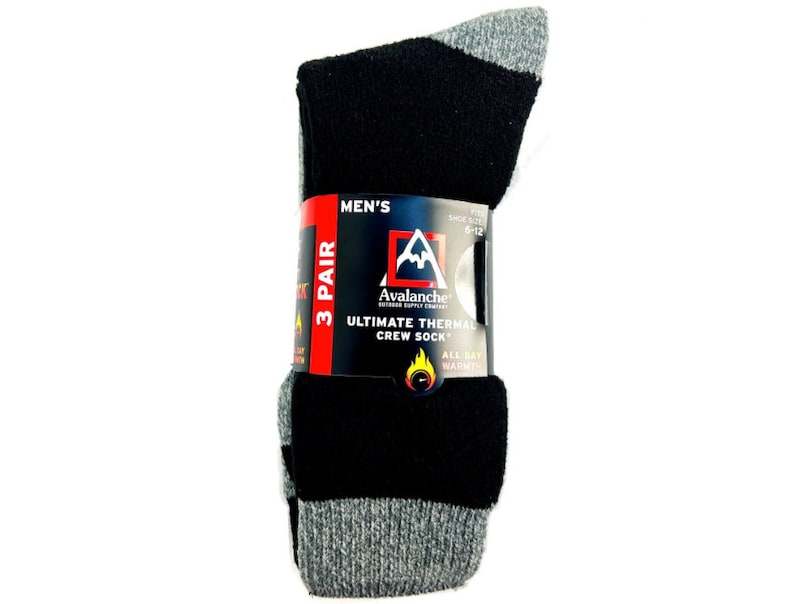 Avalanche Men's Ultimate Thermal Crew 3-pair Socks Fits Shoe Sizes 6-12 ...