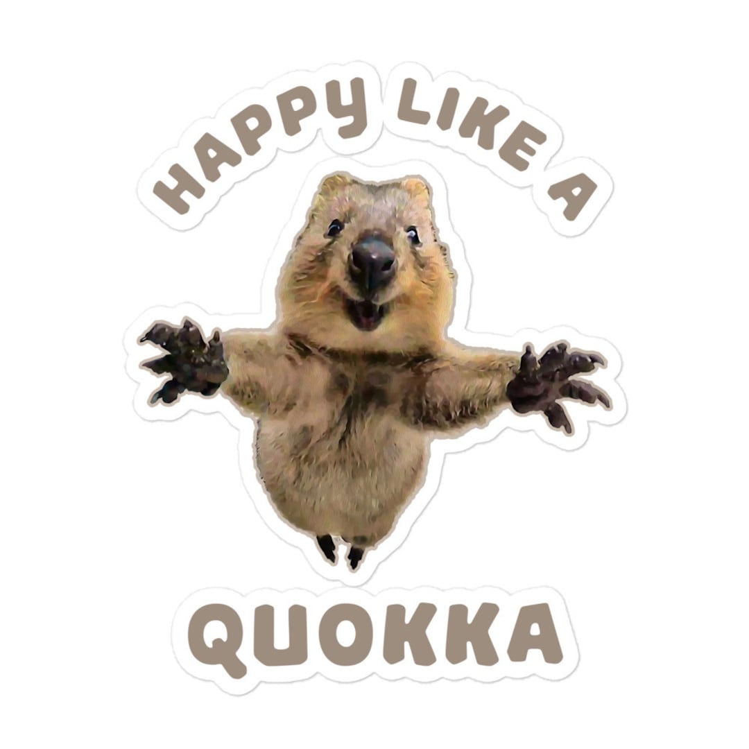 Quokka Sticker, Happy Like A Quokka Smile, Cute Australian Animal Decal ...