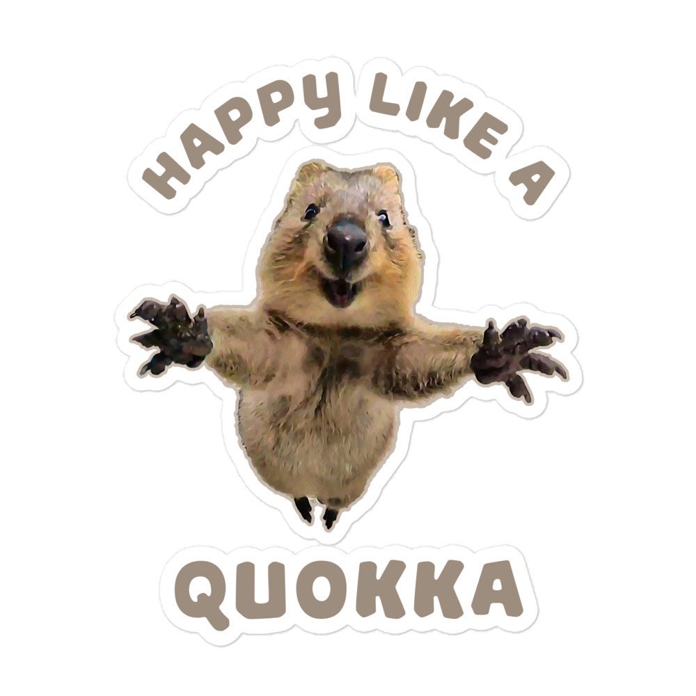 Quokka Sticker, Happy Like A Quokka Smile, Cute Australian Animal Decal ...