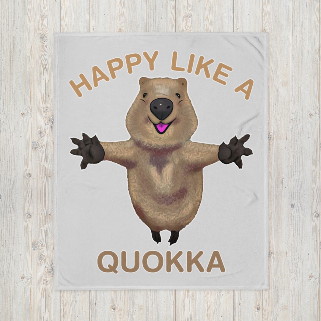 Happy Like A Quokka Throw Blanket, Soft Polyester Silk Touch ...