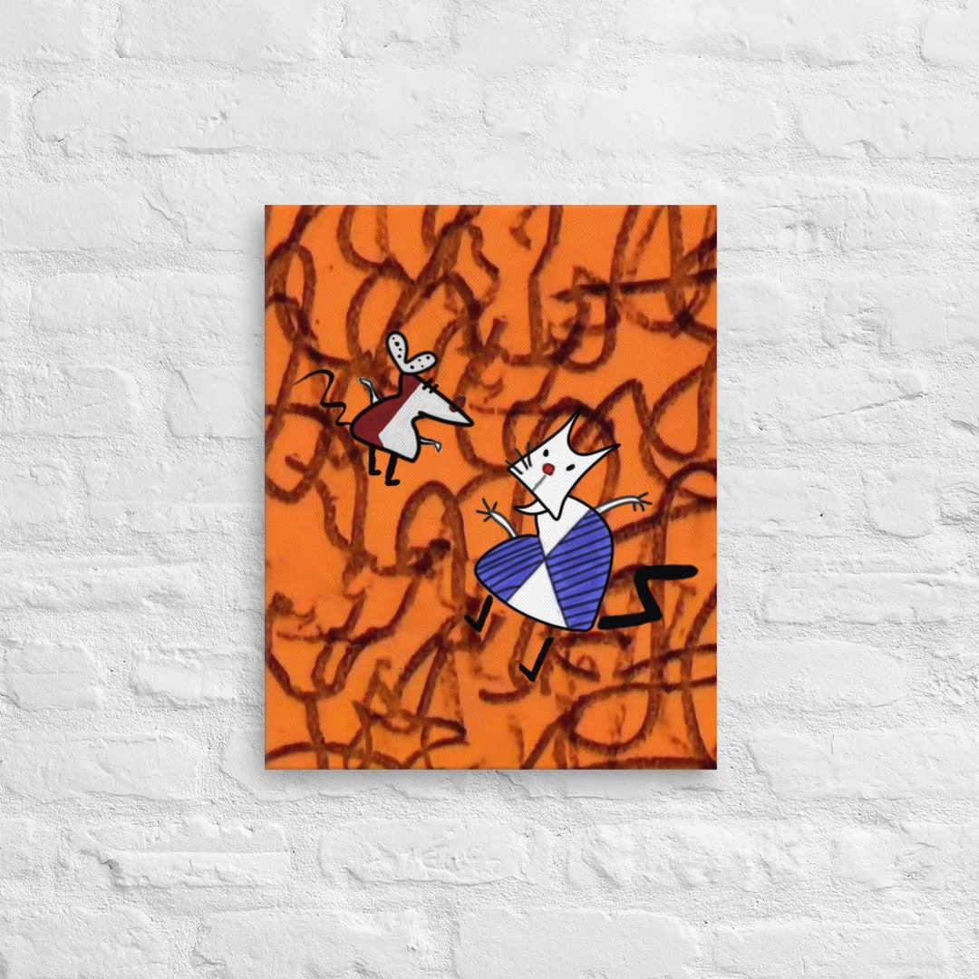 Worker and Parasite Thin Canvas Print, 90s Nostalgia Cartoon Spoof - Etsy