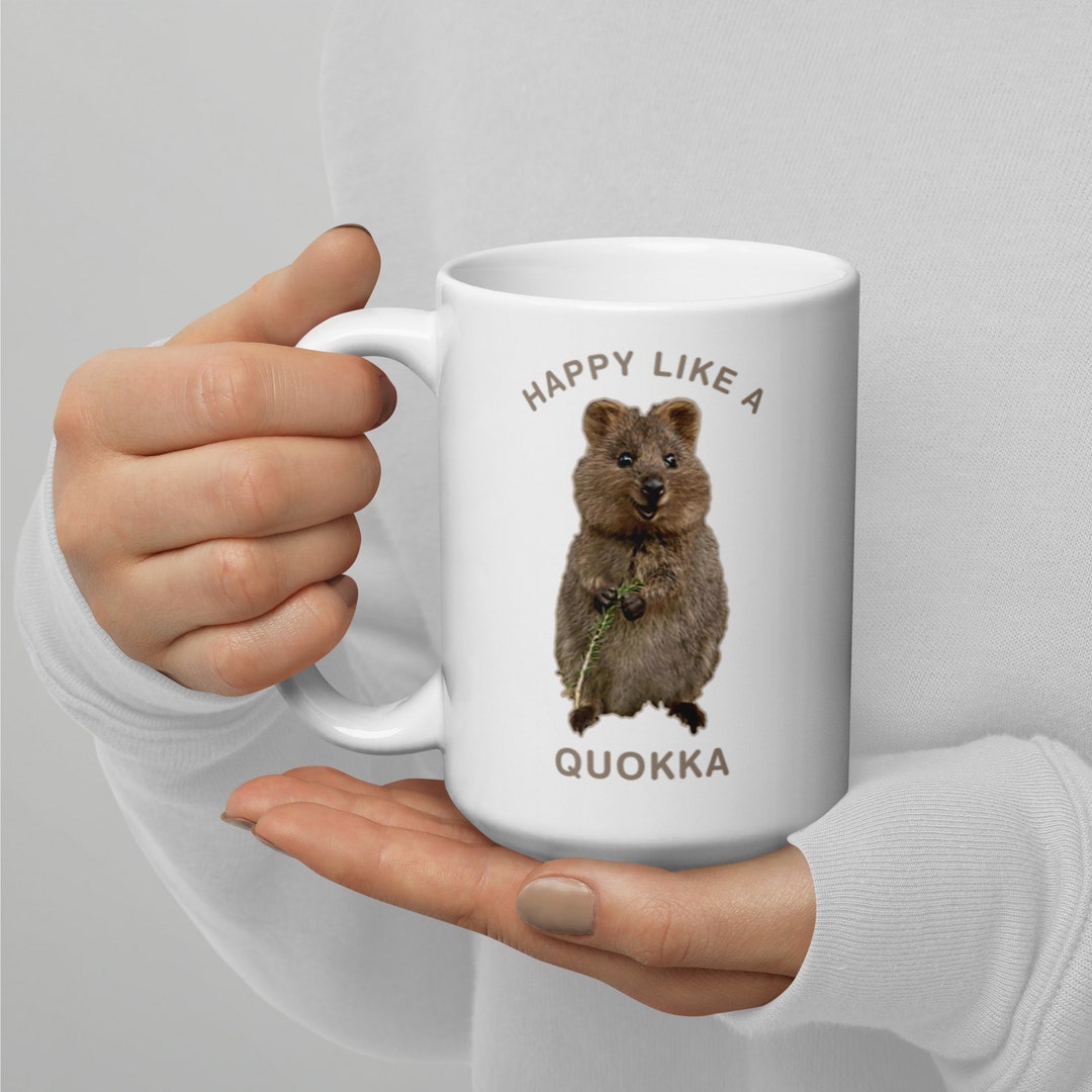 Happy Like a Quokka Mug, Cute Australian Quokka Coffee Cup, Smiling ...