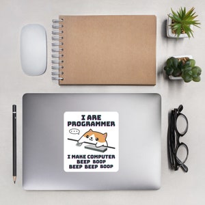 I Are Programmer Cute Cat Sticker, Perfect Gift for Coders and Tech ...
