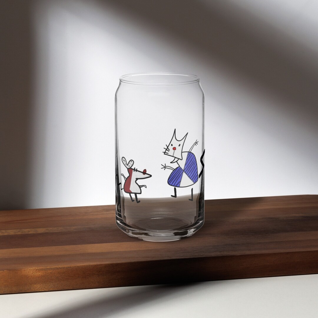 Worker and Parasite Can-shaped Glass, 90s Cartoon Spoof Drinkware ...