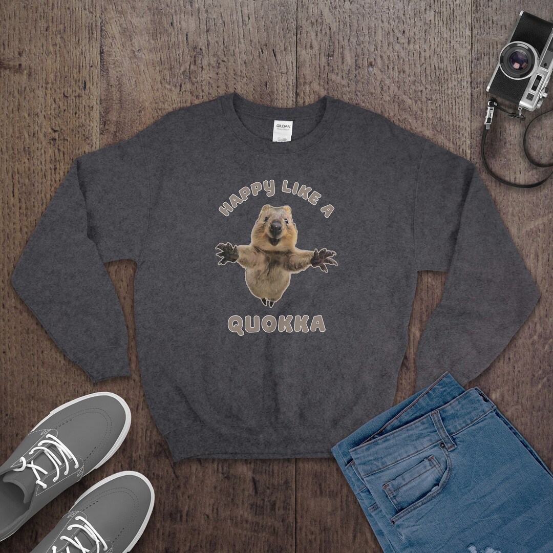 Happy Like A Quokka Sweatshirt, Quokka Smile Pullover, Soft Cotton ...