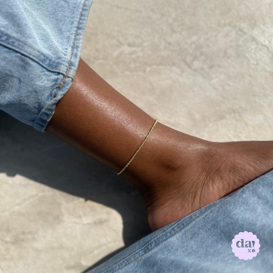 Gold Pearl Anklet, Gold Anklet, Colourful Beaded Anklet, Dainty Gold ...