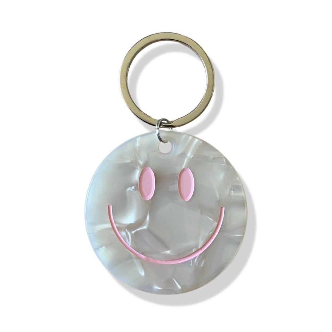Smiley Face Keychain: Eco Acetate Happy Keyring - Etsy