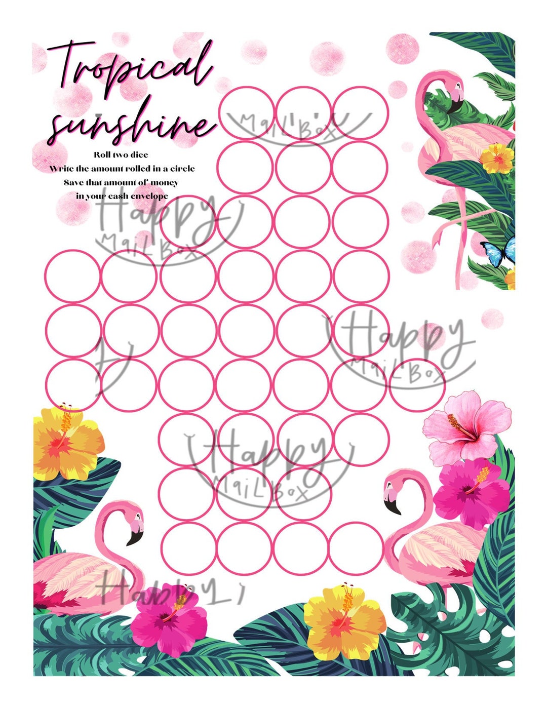Tropical Sunshine Roll the Dice Savings Challenge and Cash Envelope ...