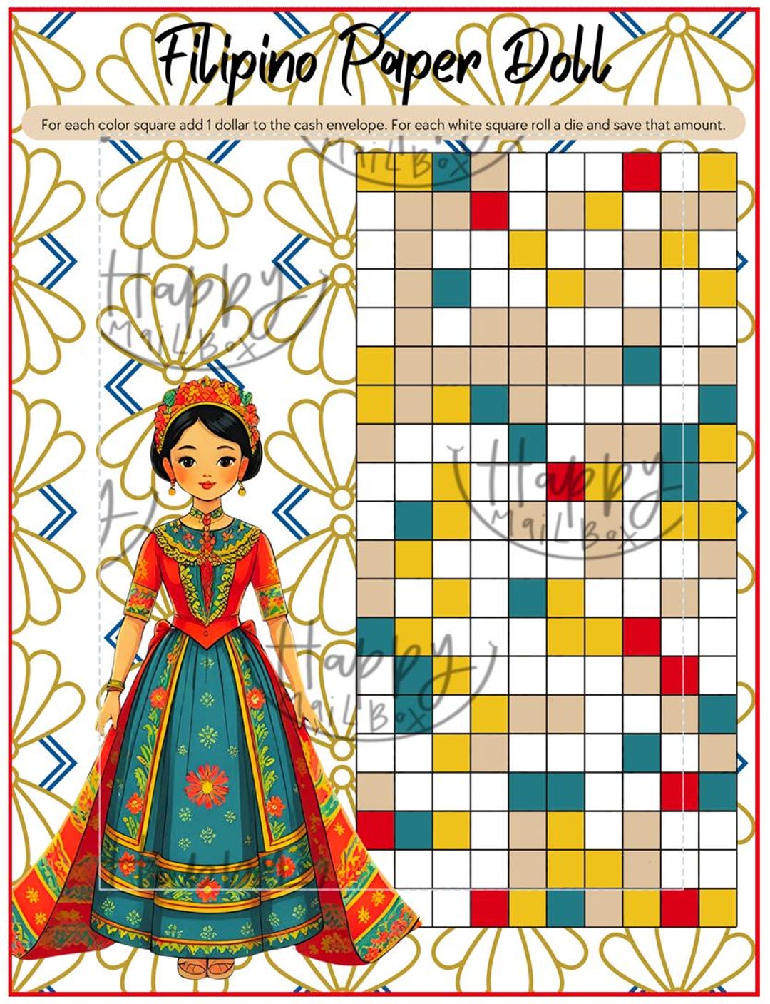 Filipino Paper Doll Savings Challenge and Cash Envelope - Etsy