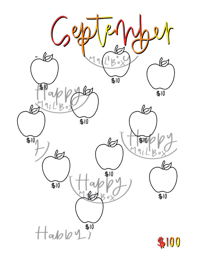 September Monthly Savings Challenge 100 Dollar Challenge - Etsy