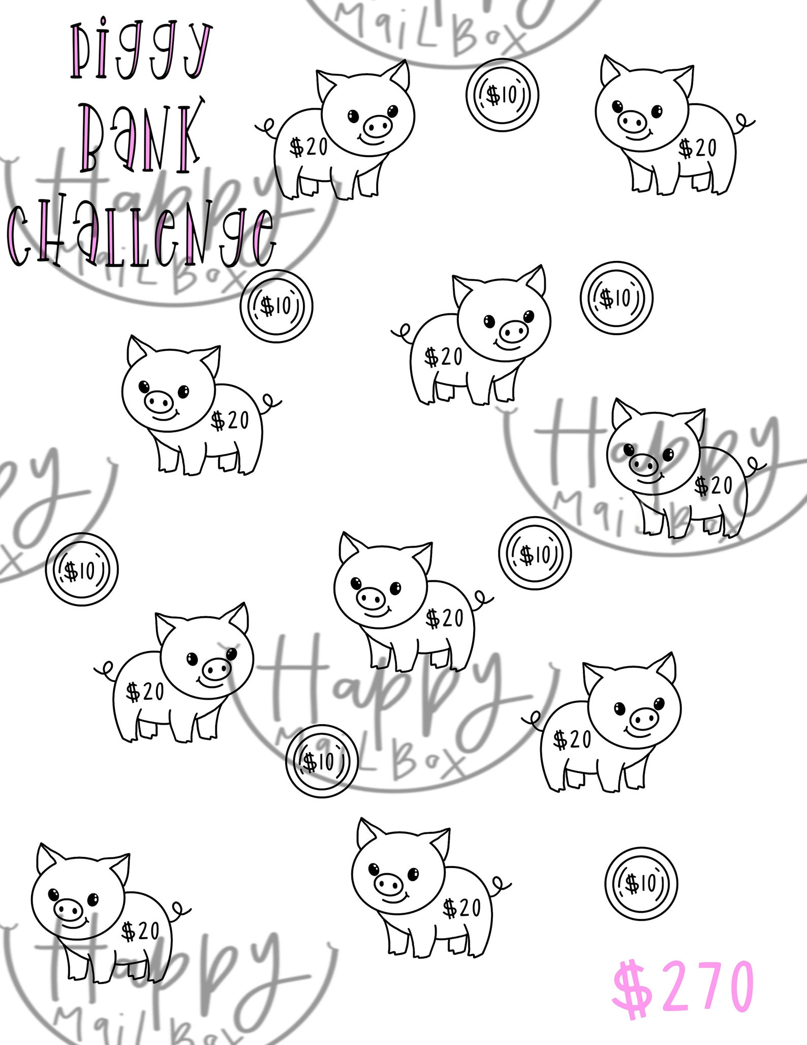 The Piggy Bank Savings Challenge With Cash Envelope - Etsy