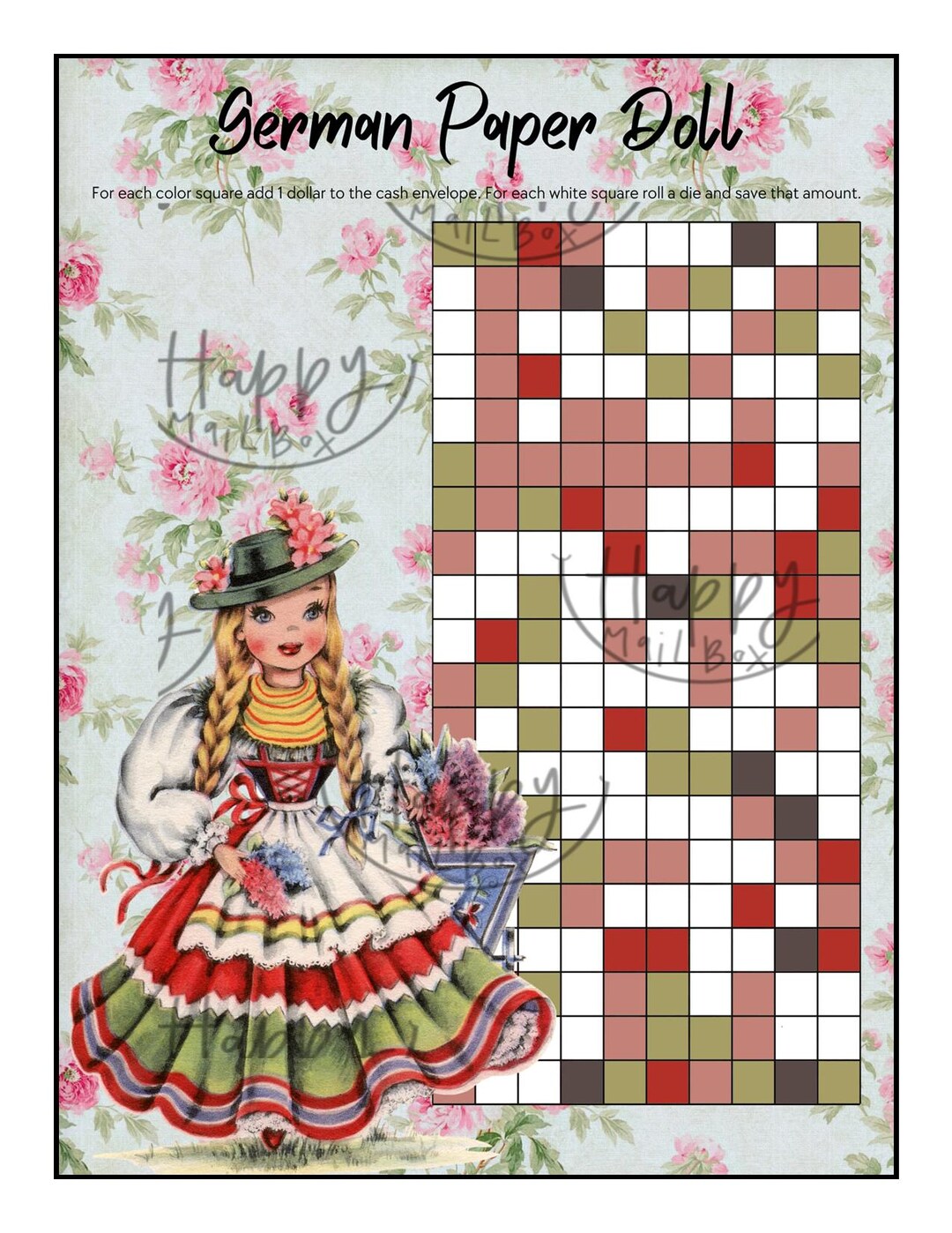 German Paper Doll Savings Challenge and Cash Envelope - Etsy