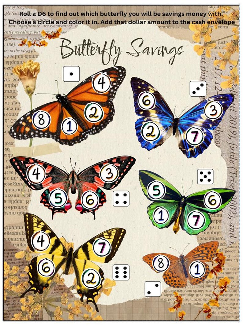 Butterfly Savings Challenge and Cash Envelope - Etsy