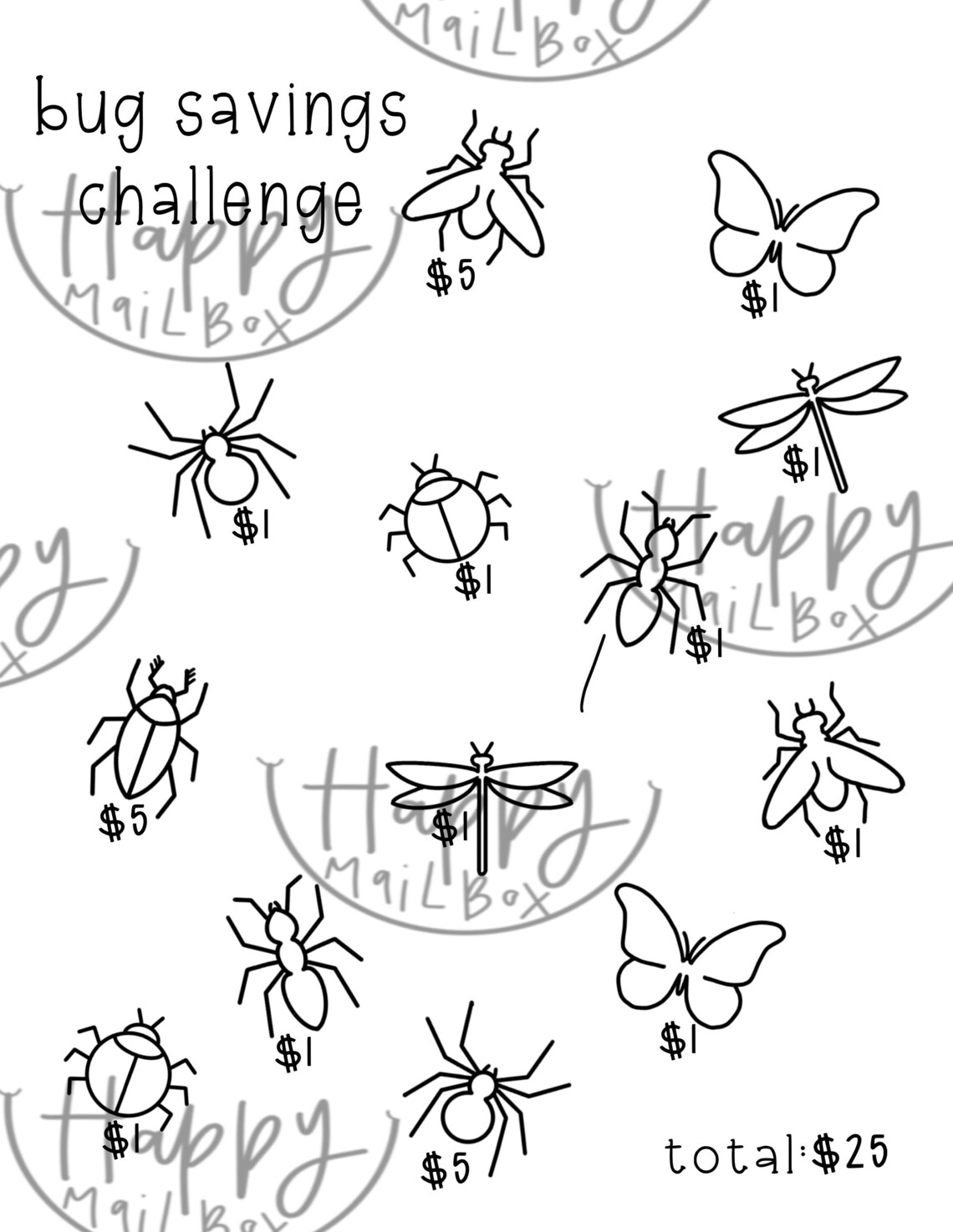 Bug Savings Challenge for Kids With Cash Envelope - Etsy