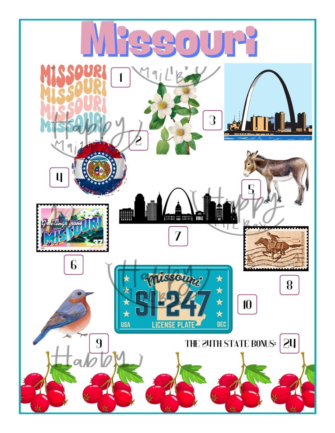 Missouri the 24th State Savings Challenge and Cash Envelope - Etsy