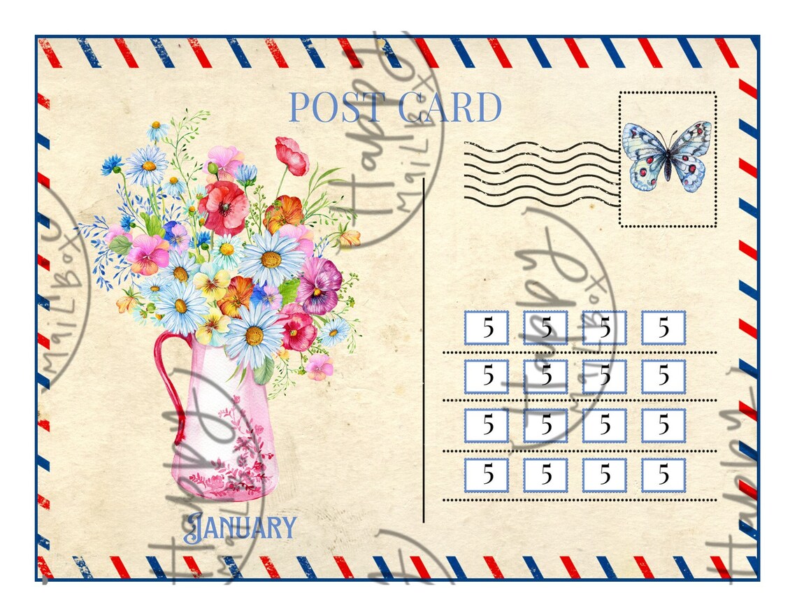 Post Card Savings Challenges and Cash Envelopes- Months Jan, Feb, and ...