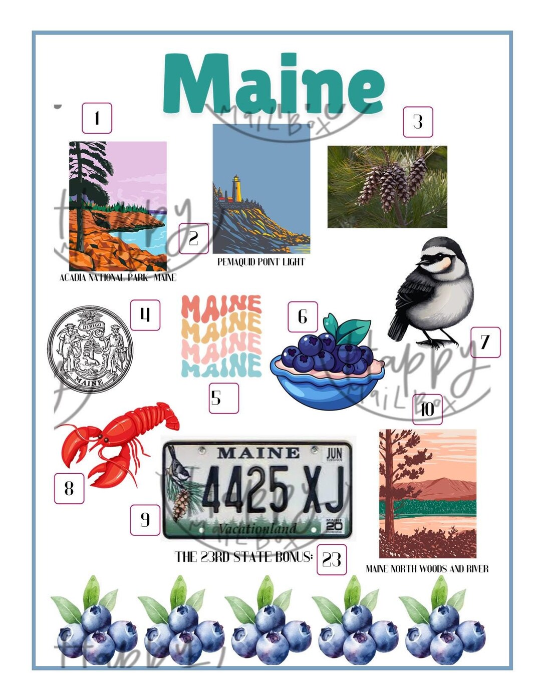 Maine the 23rd State Savings Challenge and Cash Envelope - Etsy