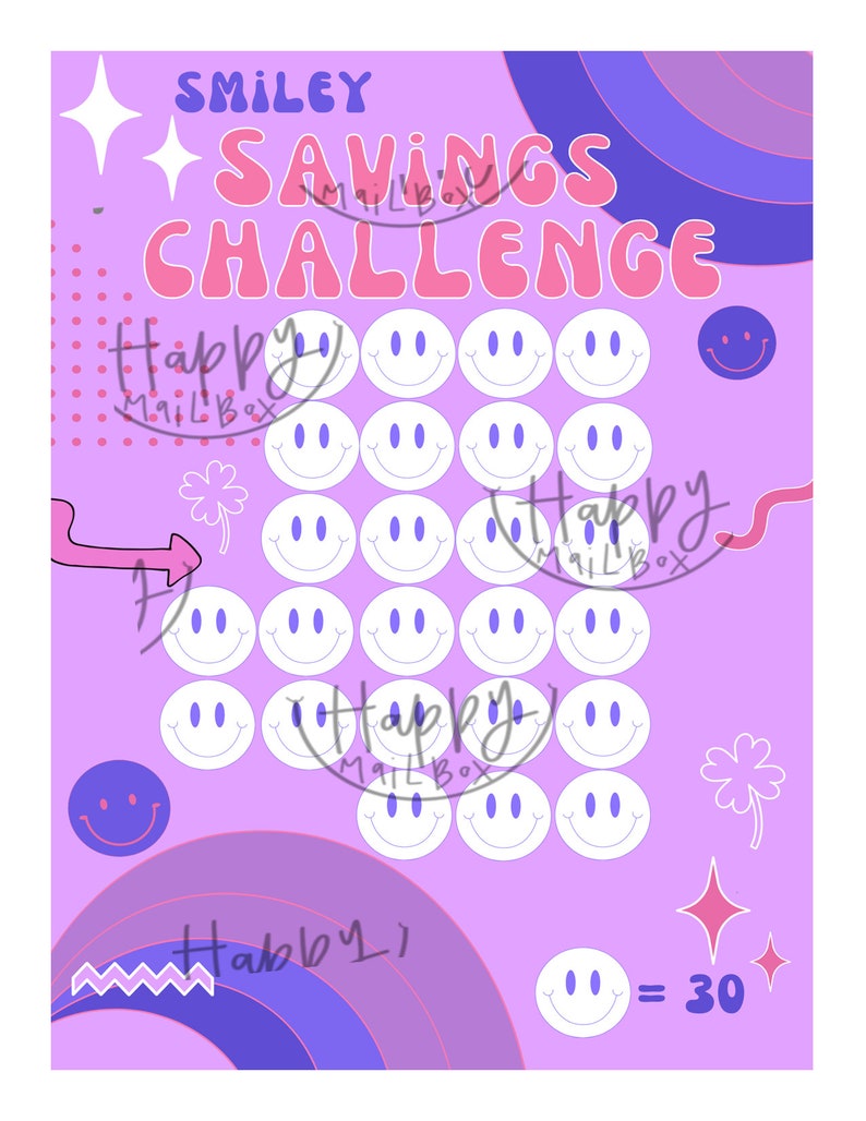 Smiley Face Savings Challenges Set and Cash Envelopes - Etsy