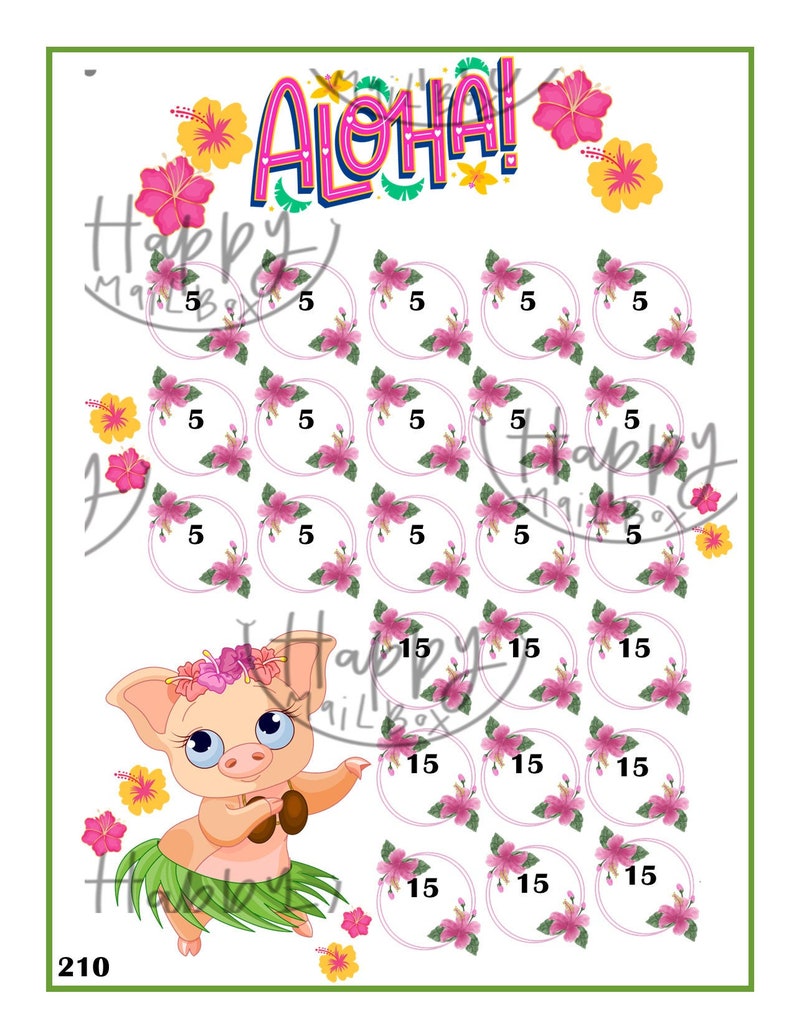 Aloha Piggy Savings Challenge and Cash Envelope - Etsy