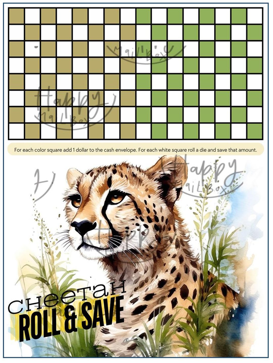 Cheetah Roll and Save Challenge With Cash Envelope - Etsy