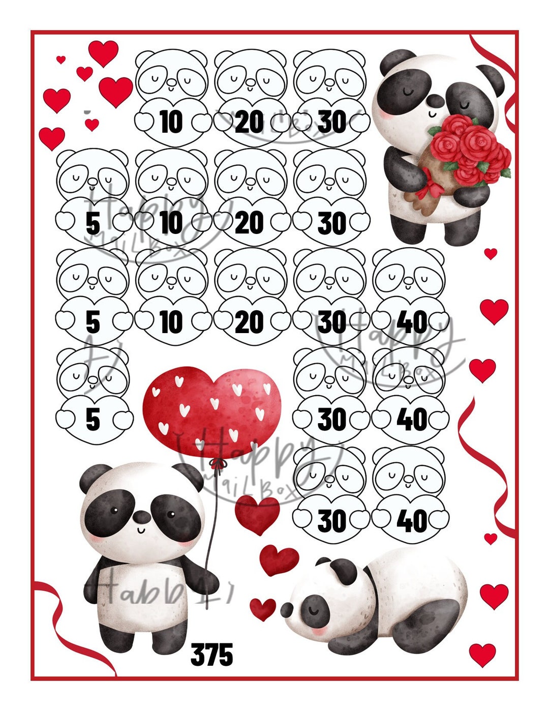 Panda Savings Challenge and Cash Envelope - Etsy