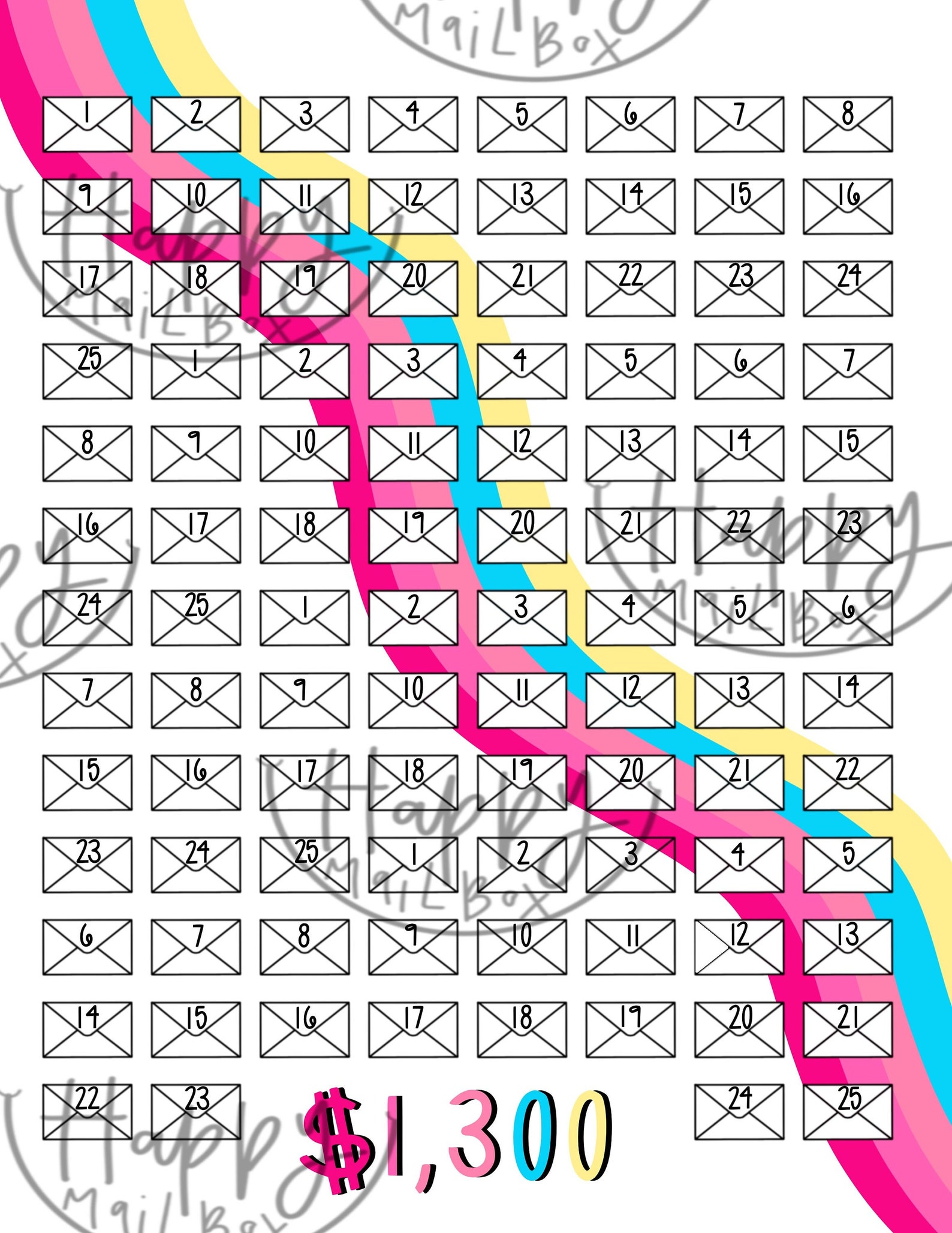 100 Envelope Challenge With A Twist Color Design - Etsy