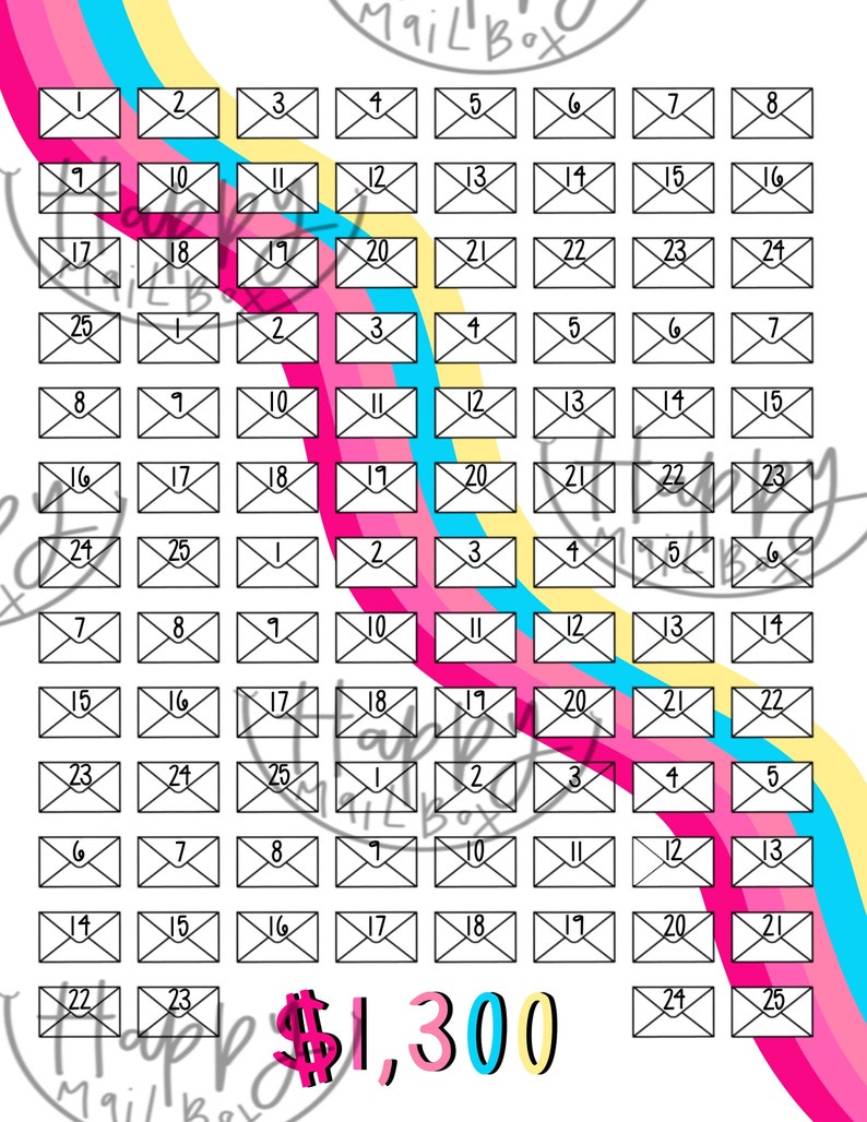 100 Envelope Challenge With A Twist- Color Design - Etsy