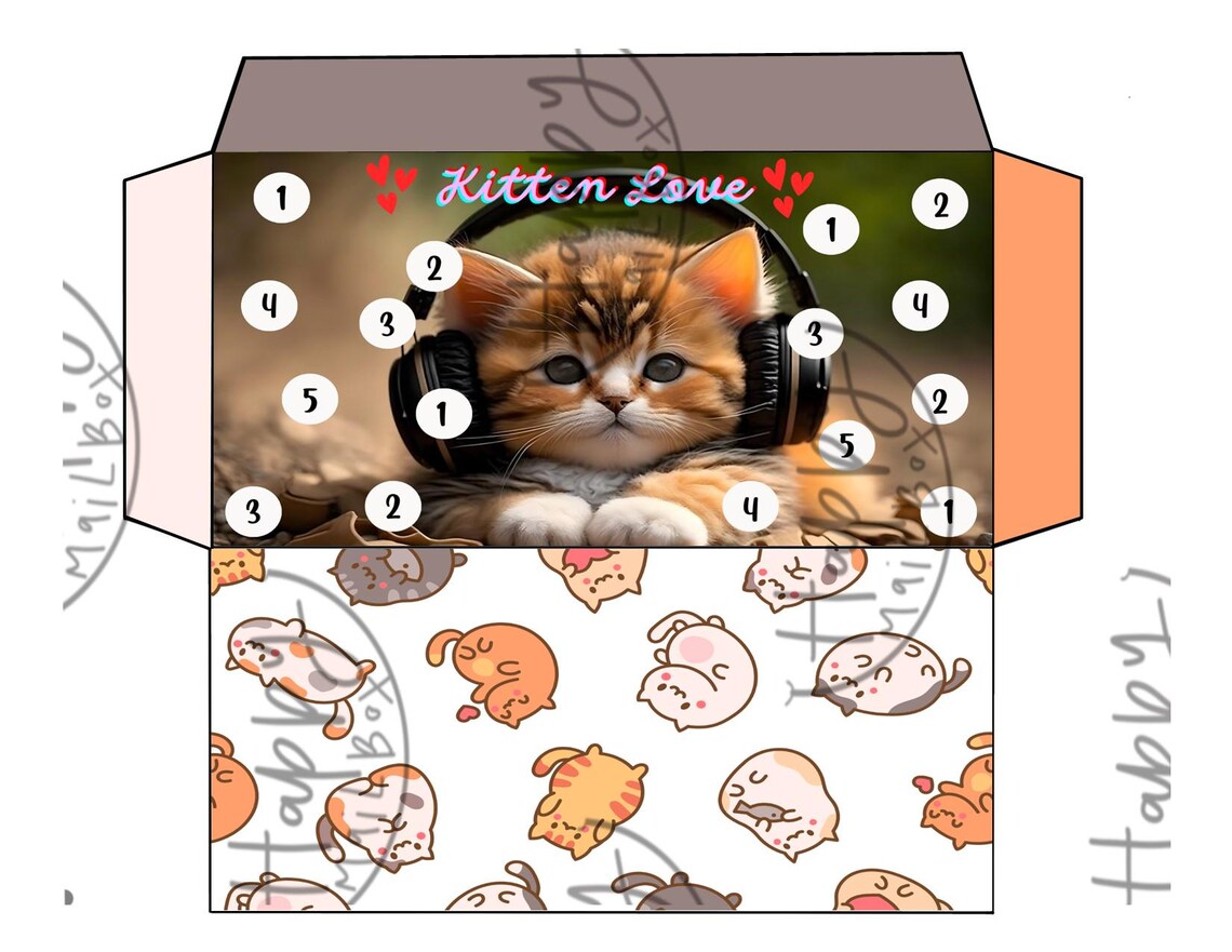 Kitten Love Envelope Savings Set - Etsy