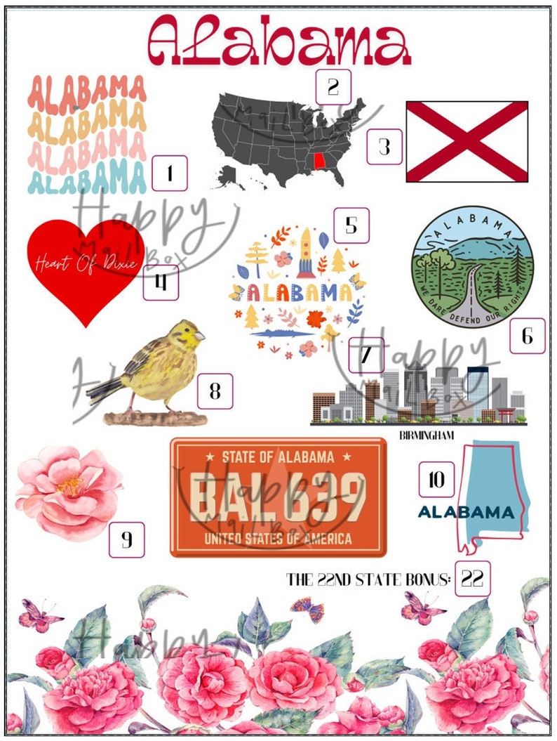 Alabama the 22nd State Savings Challenge and Cash Envelope - Etsy