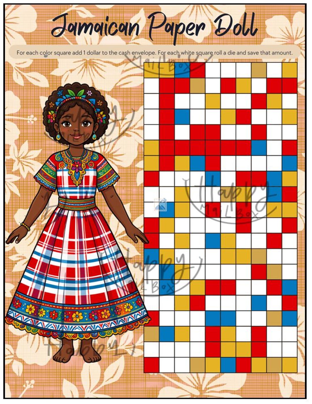 Jamaican Paper Doll Savings Challenge Printable | Roll the Dice & Save ...