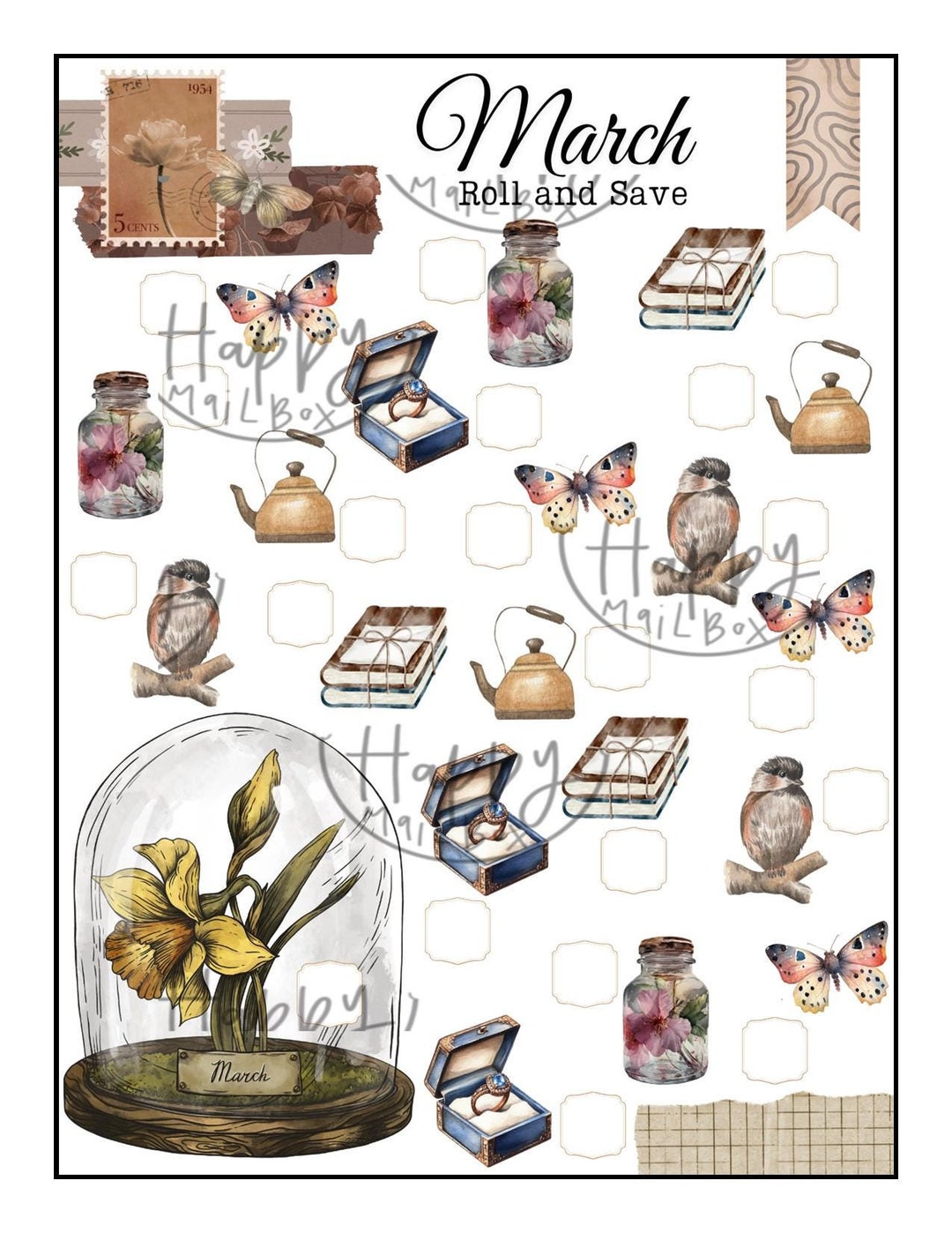 March Roll and Save Monthly Challenge and Cash Envelope - Etsy