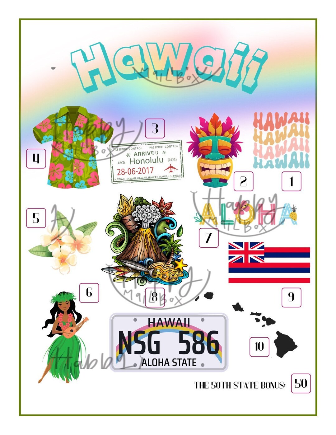 Hawaii the 50th State Savings Challenge and Cash Envelope - Etsy
