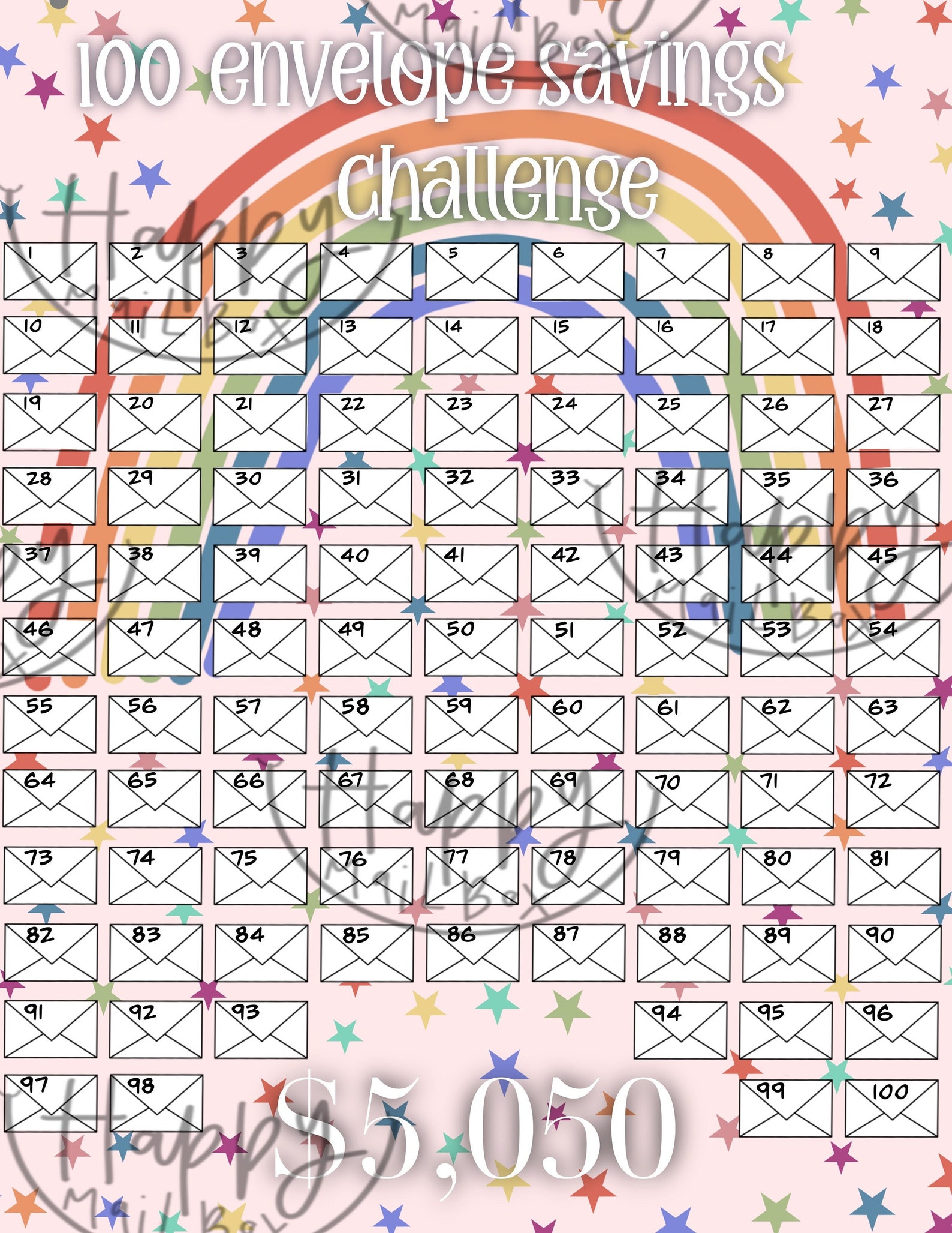 100 Envelope: Money Savings Challenge Tracker - Etsy