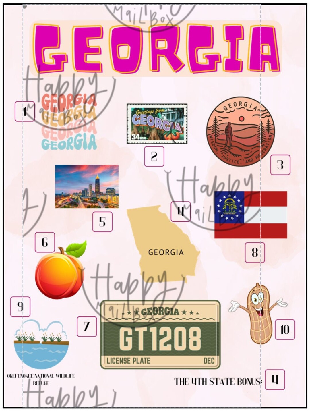 Georgia the 4th State Savings Challenge and Cash Envelope - Etsy