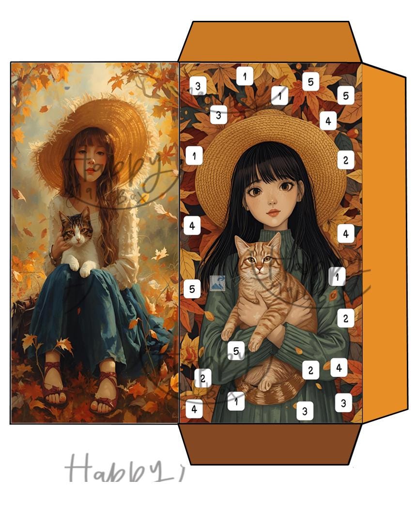 A Girl and Her Cat- Envelope Savings Set of 3 With A Bonus Tiny Savings ...