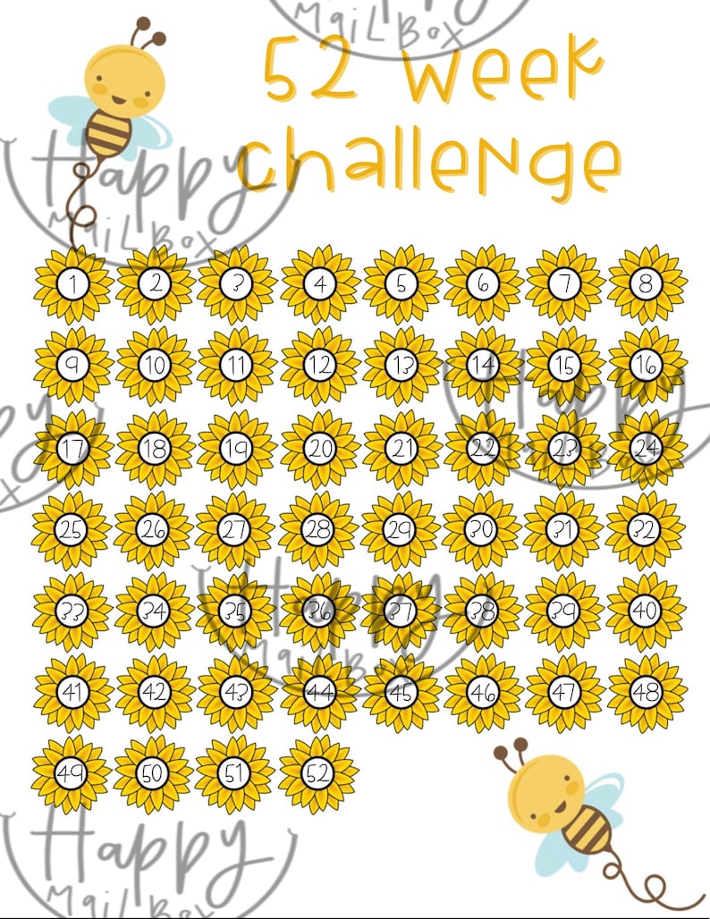 52 Week Savings Challenge - Etsy
