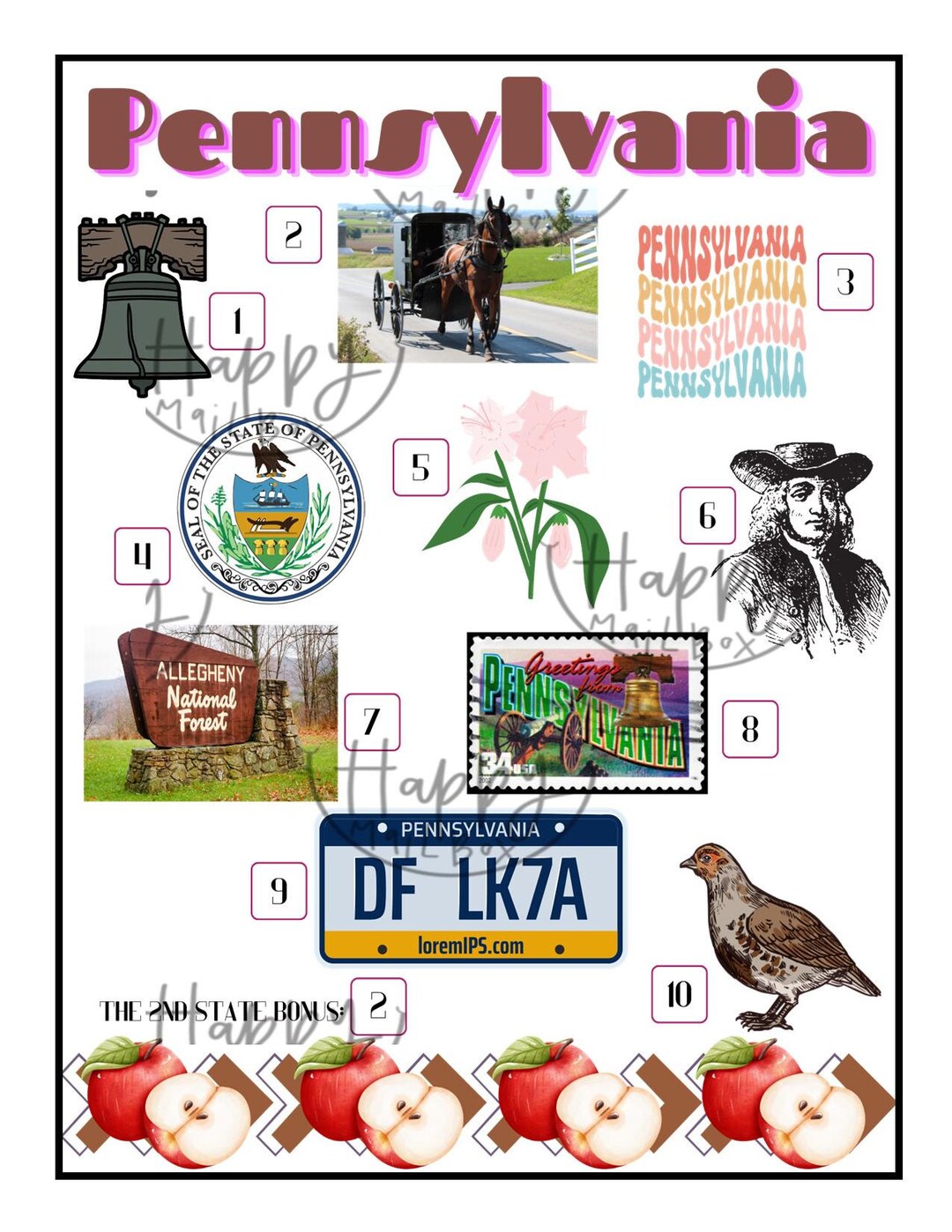 Pennsylvania the 2nd State Savings Challenge and Cash Envelope - Etsy