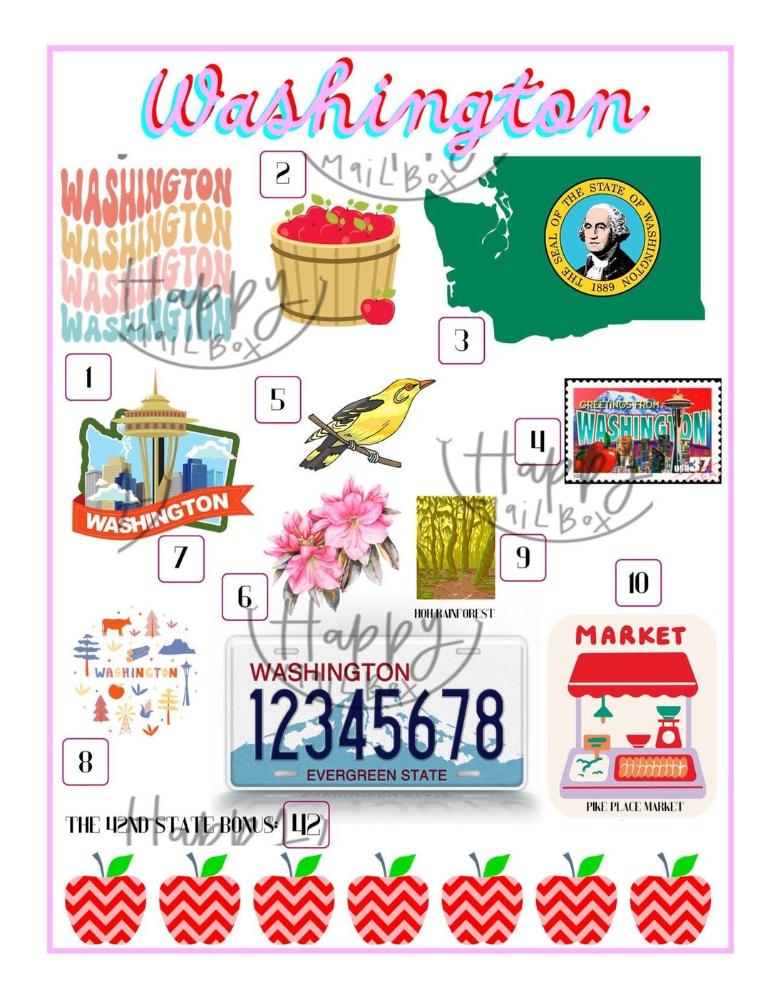 Washington the 42nd State Savings Challenge and Cash Envelope - Etsy