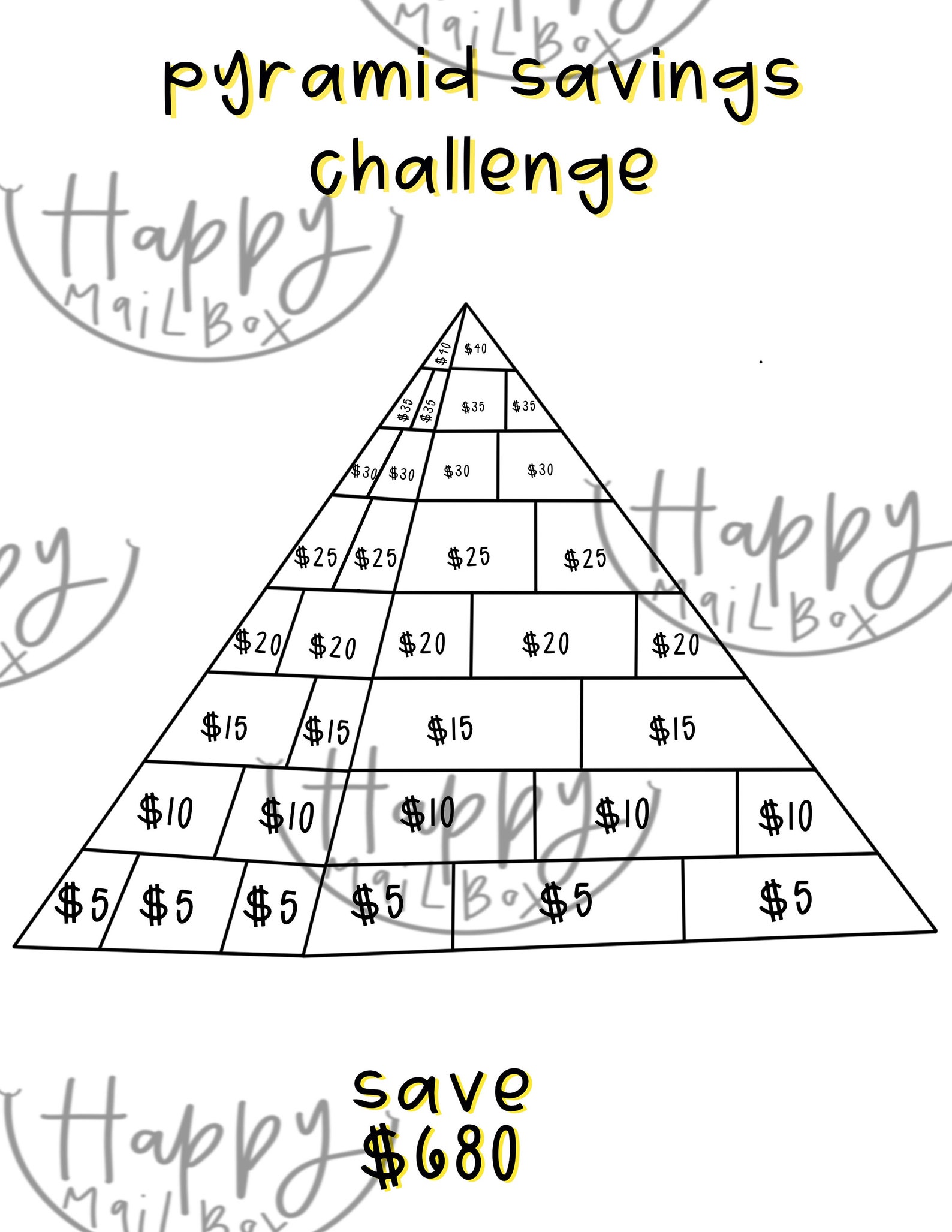 Pyramid Savings Challenge Cash Envelope Money Tracker - Etsy