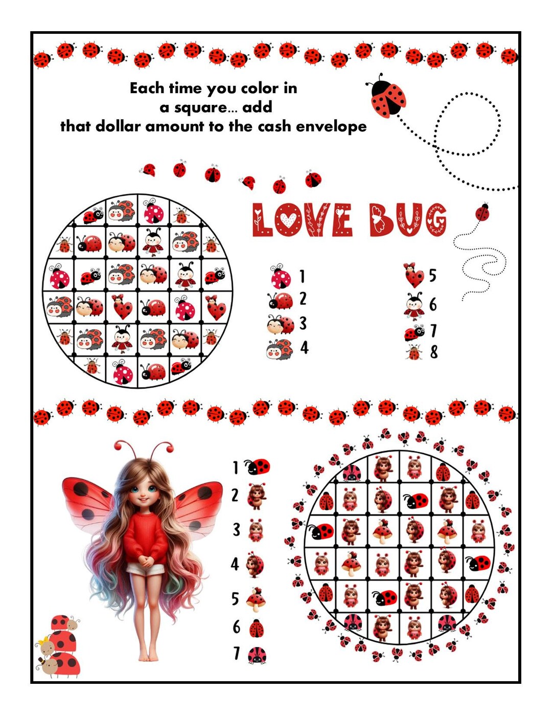 Love Bug Savings Challenge and Cash Envelope - Etsy