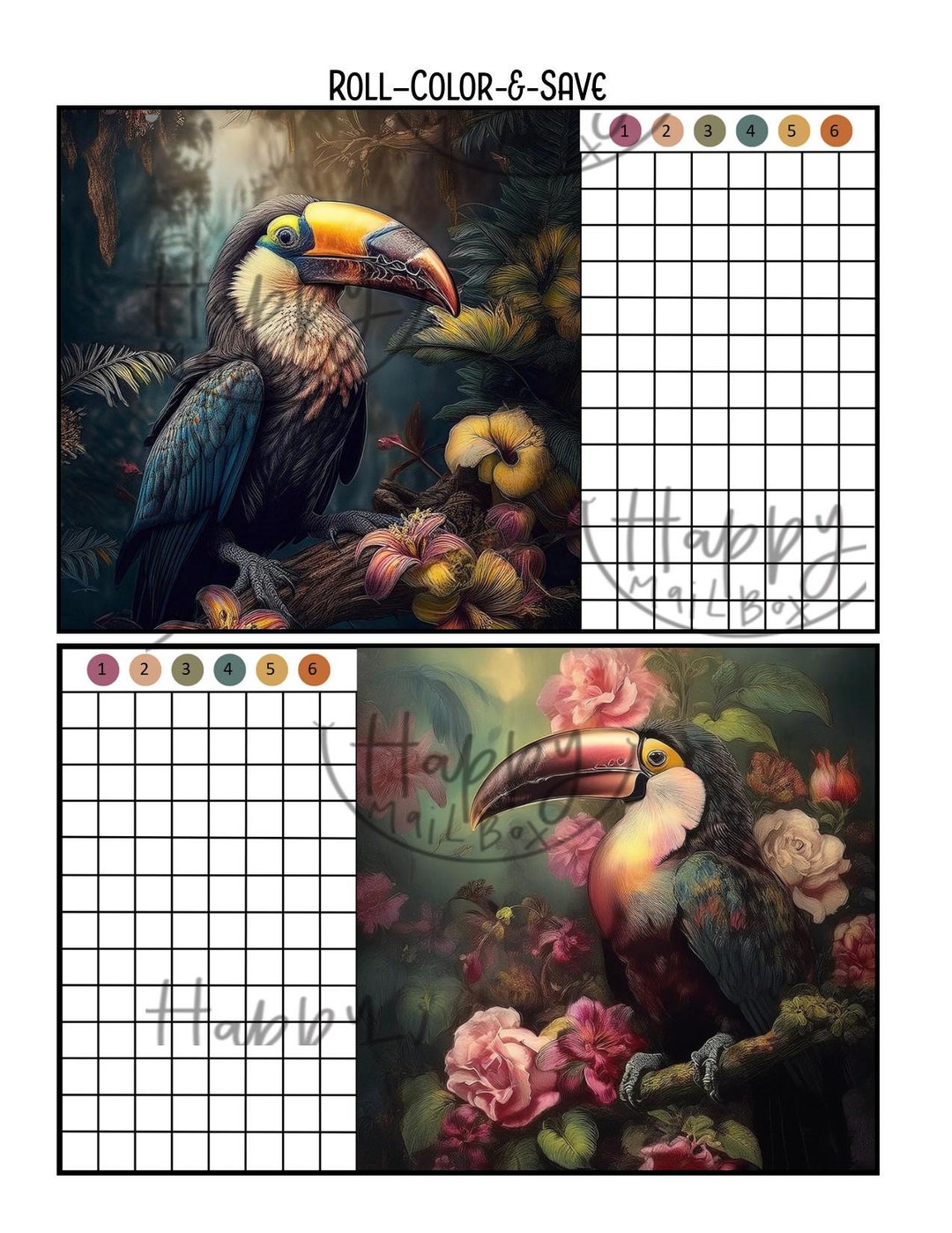 Toucan-roll- Color-and- Save Savings Challenge and Cash Envelope - Etsy