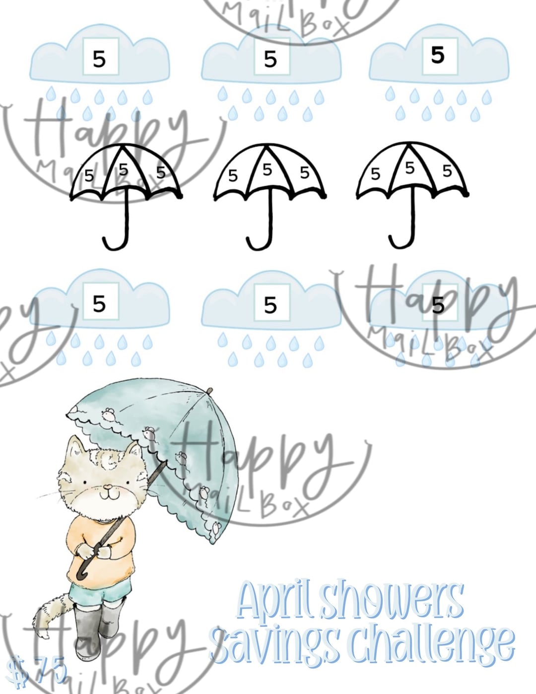 April Showers | Monthly Savings Challenge - Etsy