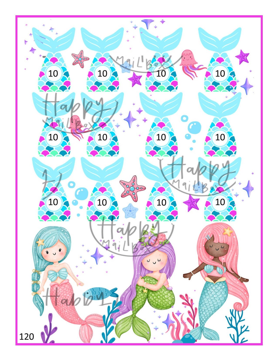 Mermaid Savings Challenge and Cash Envelope- Along With Bonus Blank ...